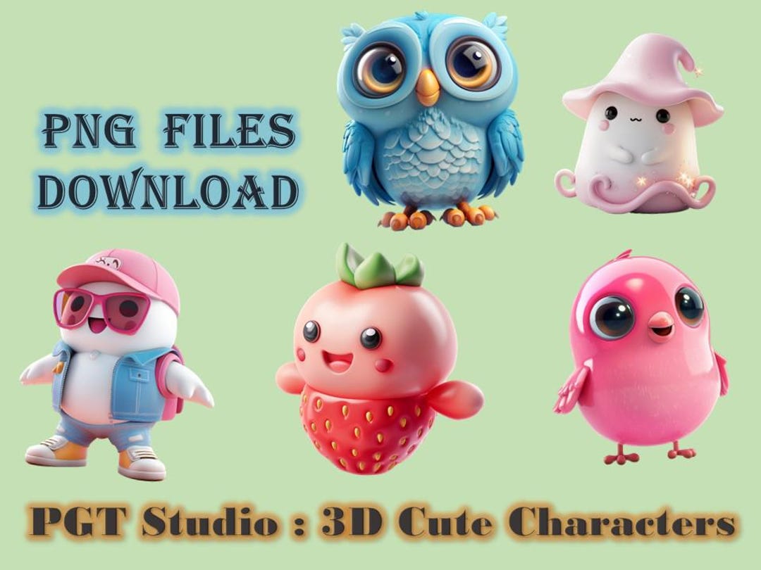 3D Cartoon Characters, 3D Cute Cartoon Characters Clipart (version 3 ...