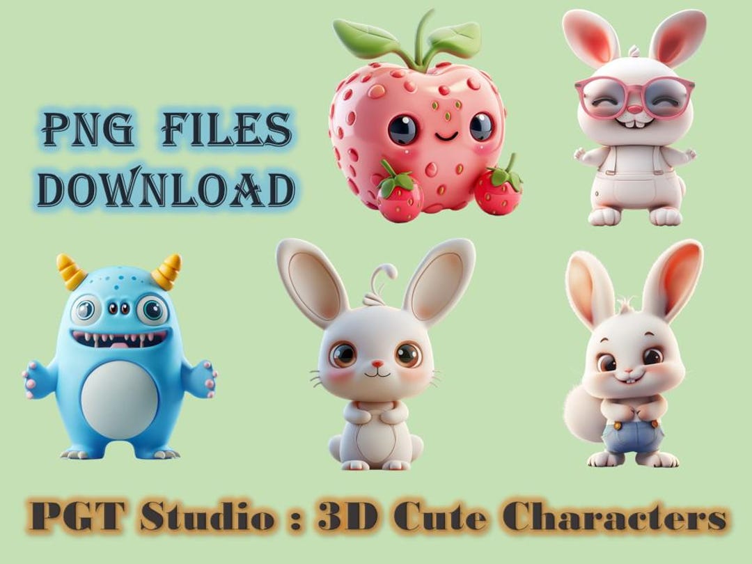 3D Cartoon Characters, 3D Cute Cartoon Characters Clipart (version 4 ...
