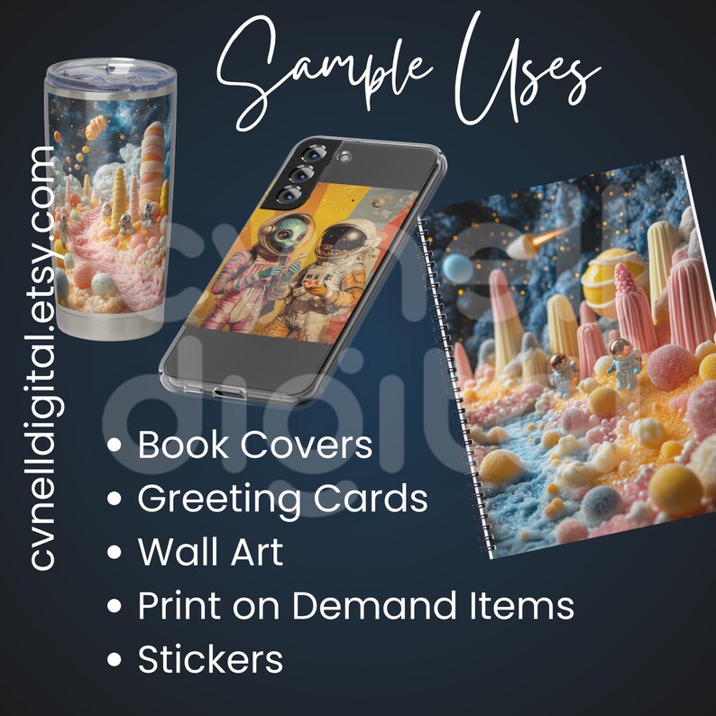 Fantasy Sci-fi Digital AI Art Bundle | Alien and Astronaut in Candyland ...