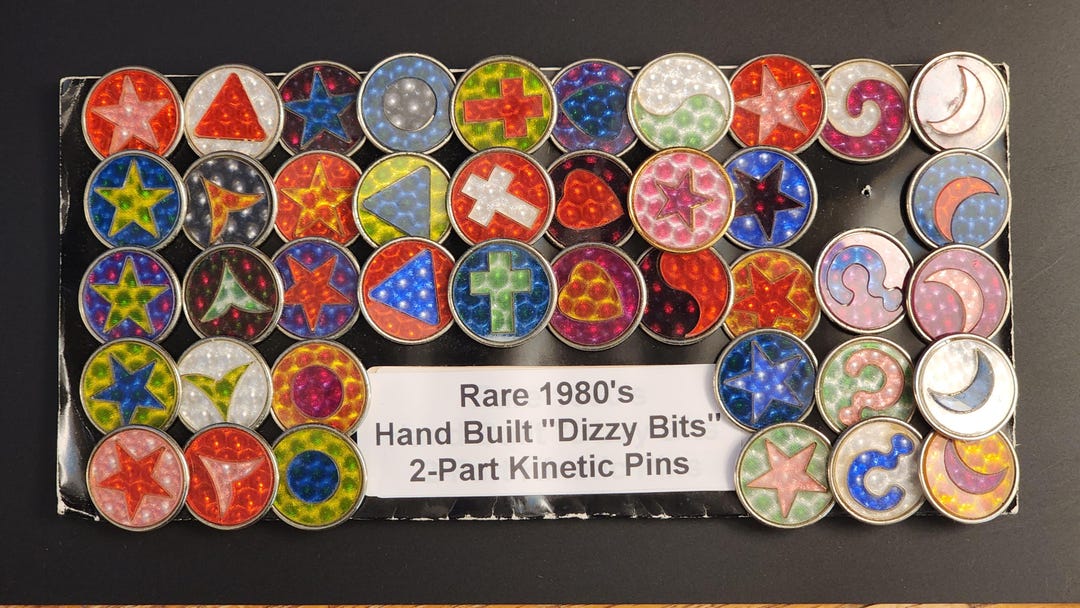 2 - Part Kinetic "dizzy" Pins, 1980s Pins, Amazing Colors & Movement ...