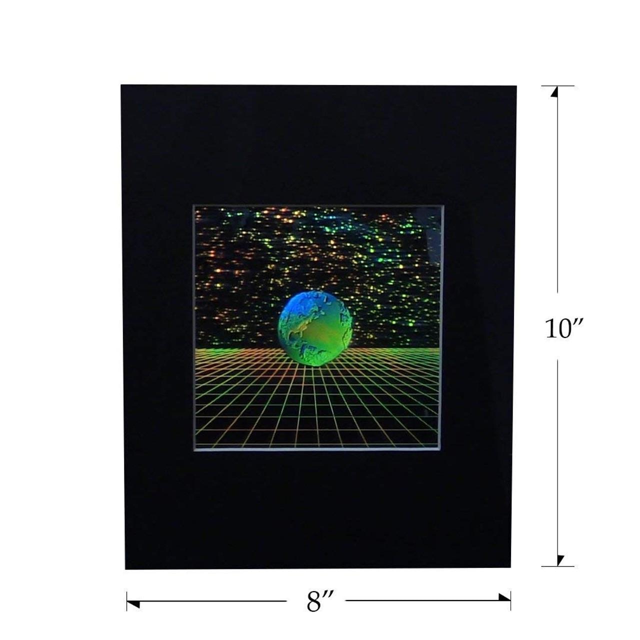 3D Earth With Grid Hologram Picture MATTED, Collectible EMBOSSED Type ...
