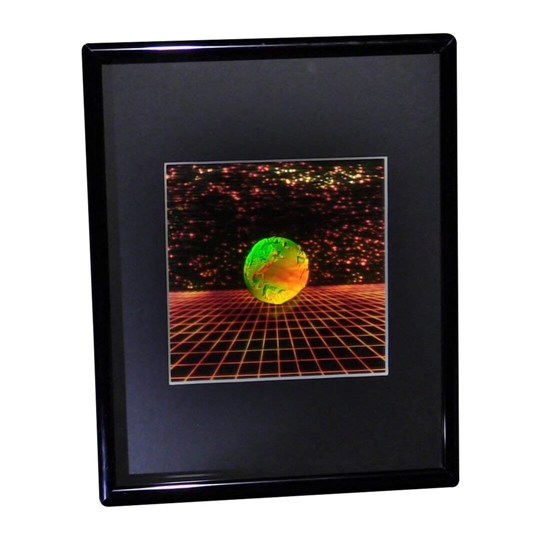 3D Earth With Grid Hologram Picture (FRAMED), Collectible Embossed Type ...