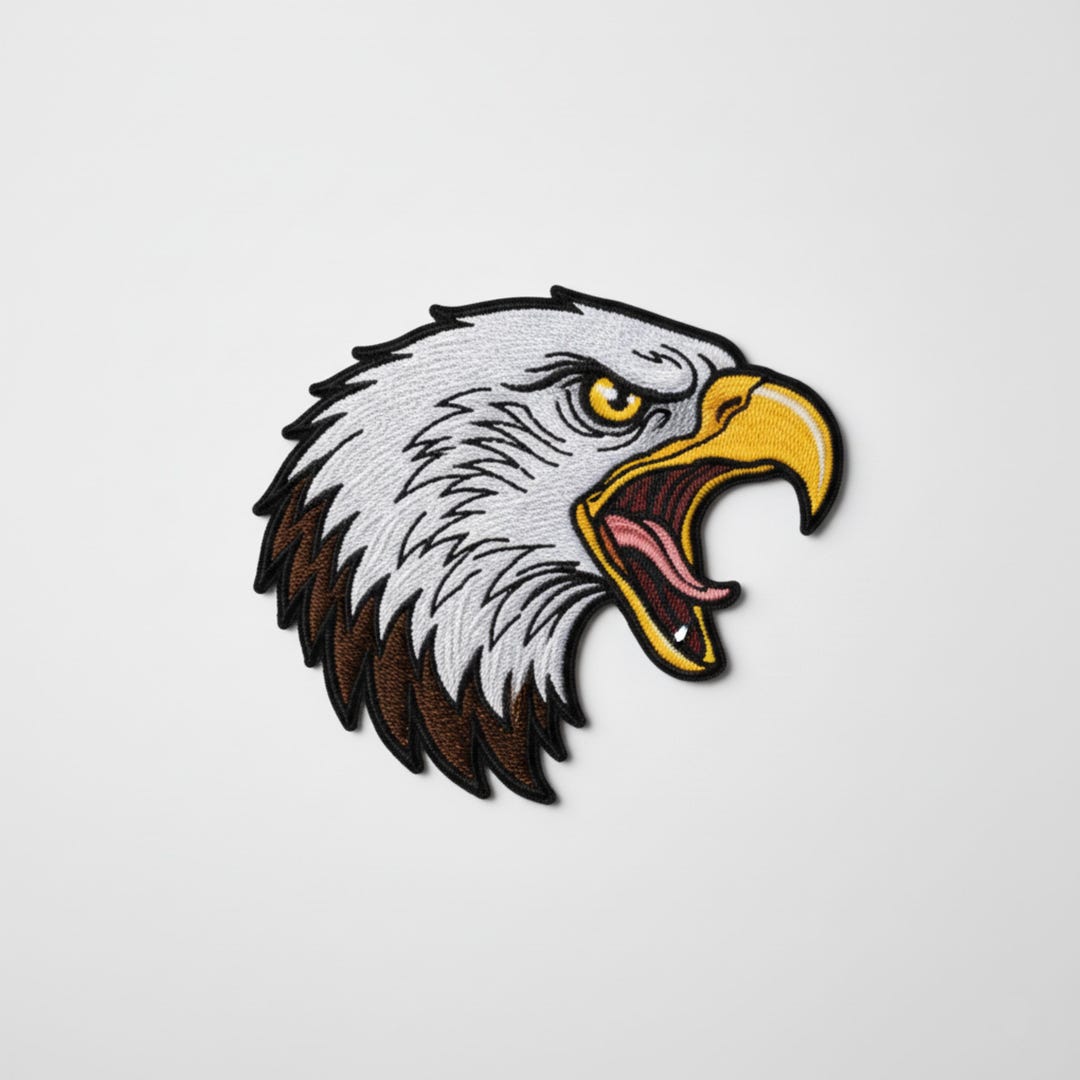Embroidered Eagle Head Patch: Iron on Biker Vest Applique - Etsy