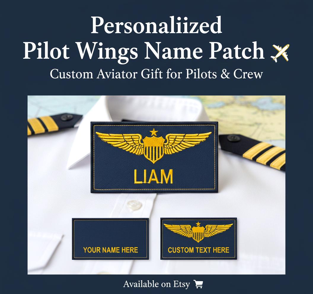 Personalized Pilot Wings Patch, Custom Embroidered Name Tag - Etsy