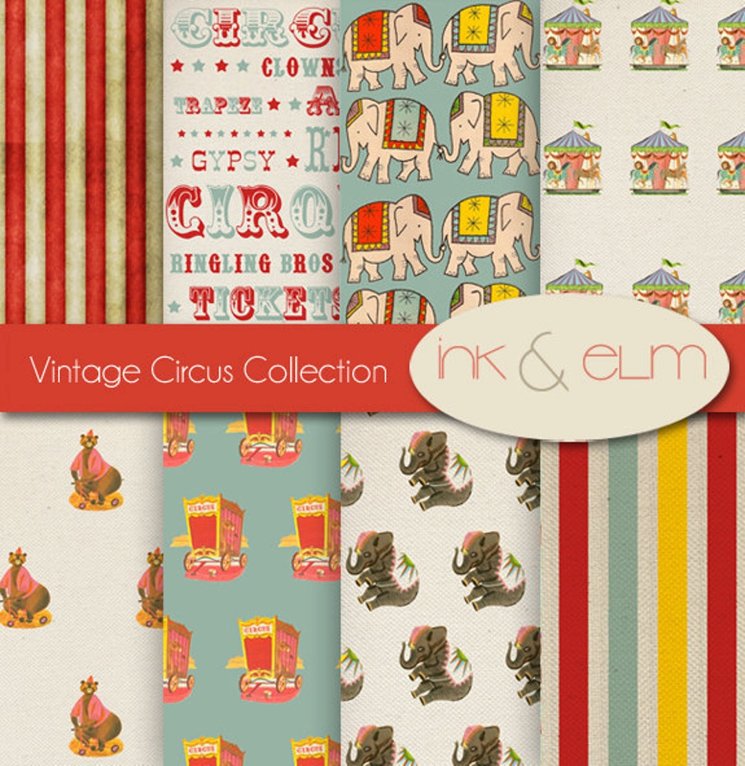 Vintage Circus Digital Paper, Circus Backgrounds, Digital Scrapbook ...
