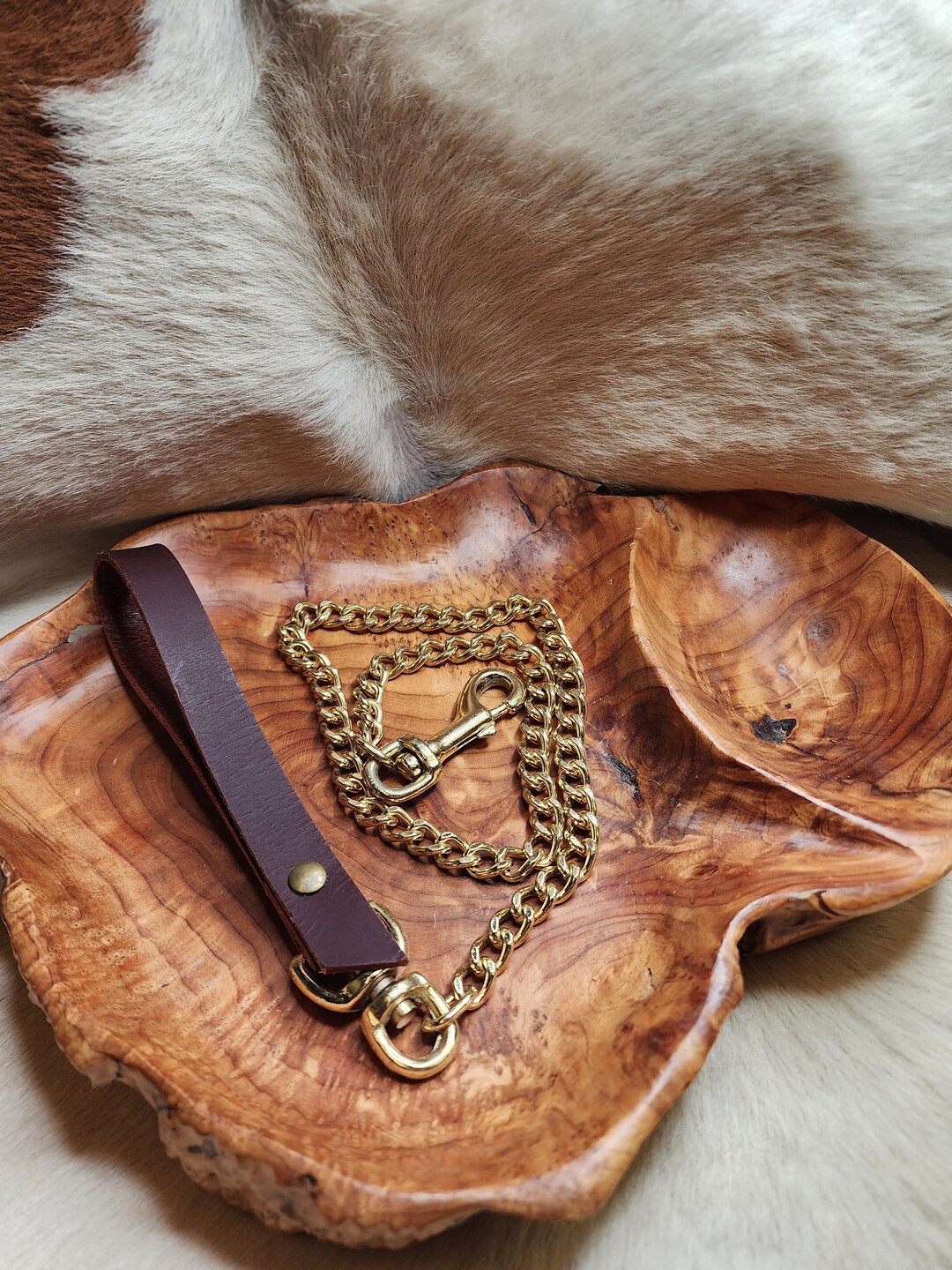 Handmade Antique Chocolate Brown Leather Leash Cut From Water Buffalo ...