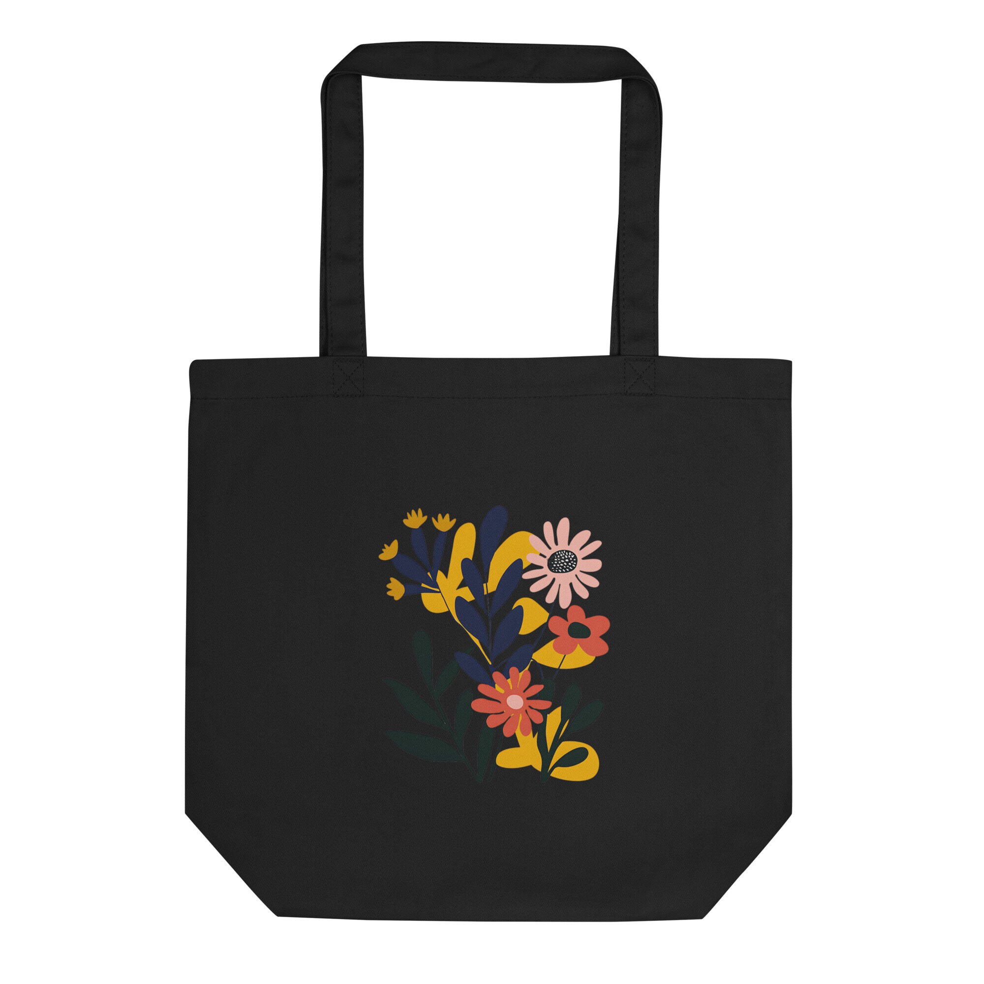 Boho Flowers Tote Bag, Cute Design Shopping Bag, 100% Cotton Eco ...