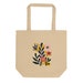 Boho Flowers Tote Bag, Cute Design Shopping Bag, 100% Cotton Eco ...