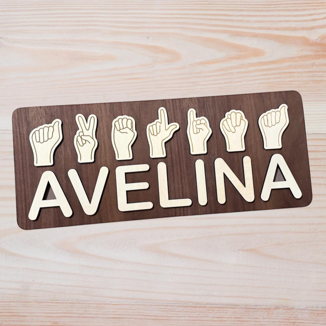 Personalized ASL Wooden Name Puzzle Board | American Sign Language ...