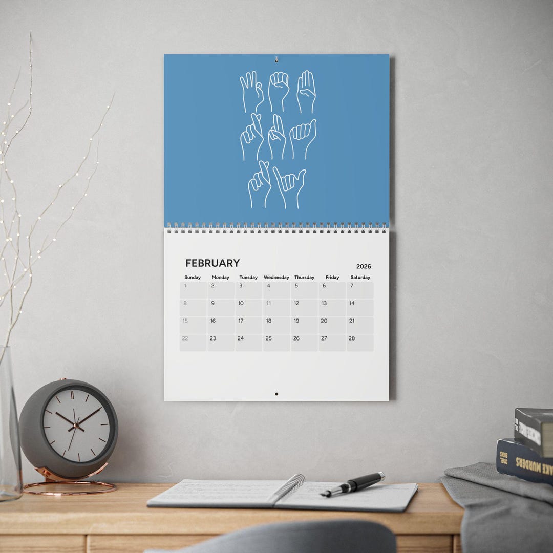 ASL American Sign Language 2026 Wall Desk Calendar | Gift for Teachers ...