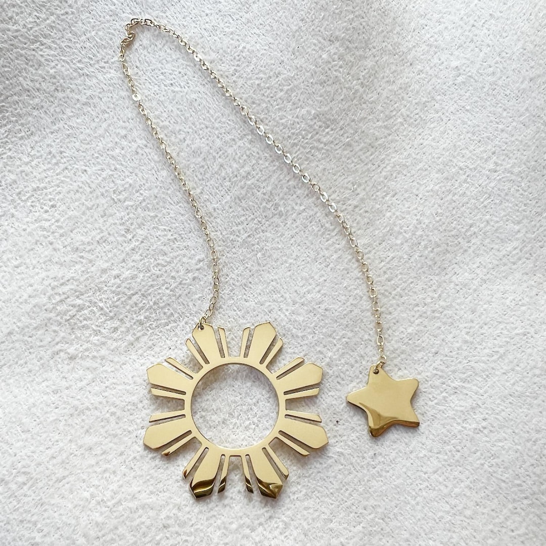 24K Gold Plated Stainless Steel Philippine Filipino Sun and Star ...