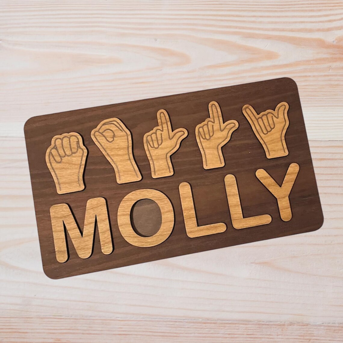 Personalized ASL Wooden Name Puzzle Board | American Sign Language ...