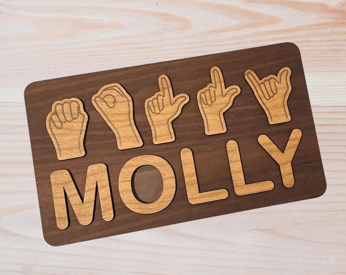 Personalized ASL Wooden Name Puzzle Board | American Sign Language ...