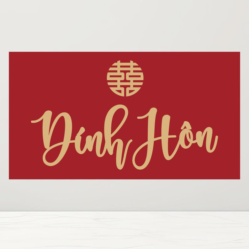 Dinh Hon Vietnamese Wedding Double Happiness Ceremony Wooden Sign ...