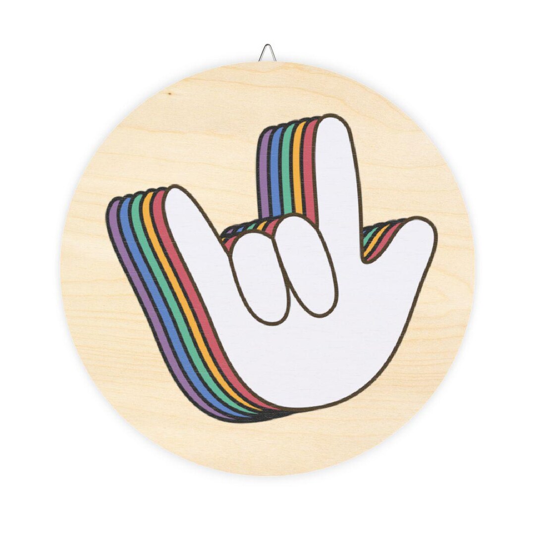 Custom ASL ILY "i Love You" Sign Language Pride Rainbow Effect Wood ...