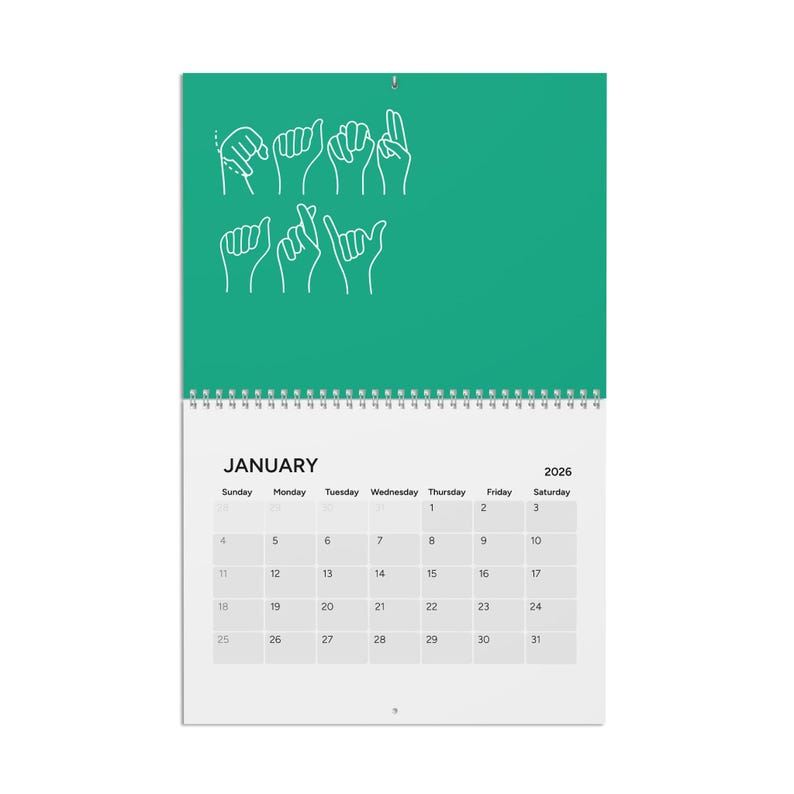 ASL American Sign Language 2026 Wall Desk Calendar | Gift for Teachers ...