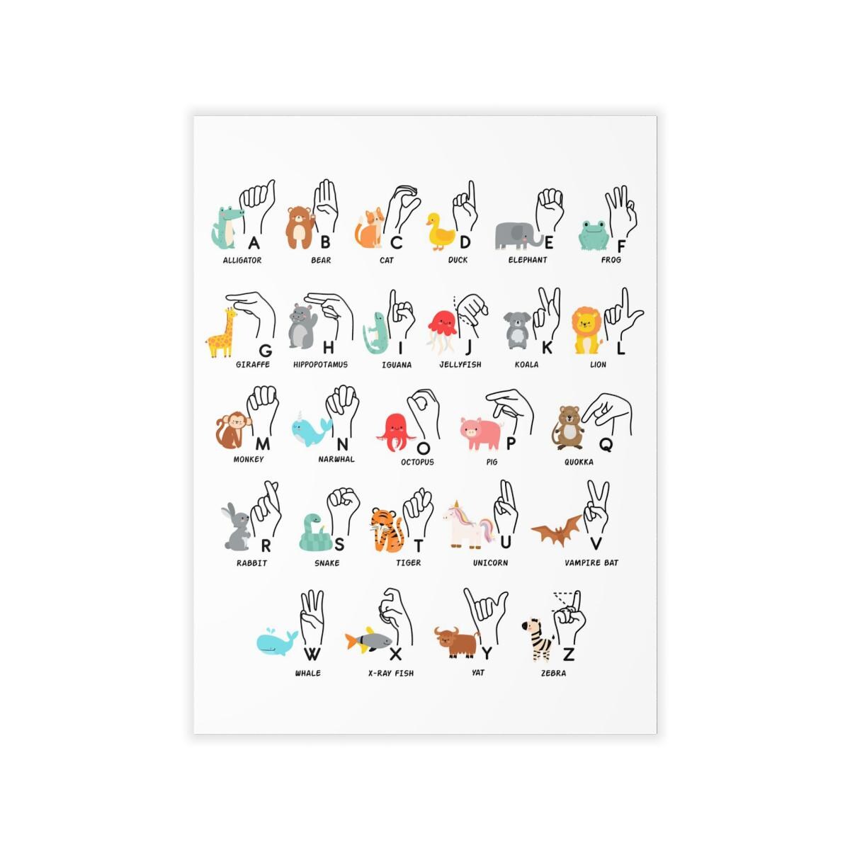 ASL Animal Alphabet Poster – Kids Educational Wall Art - Etsy