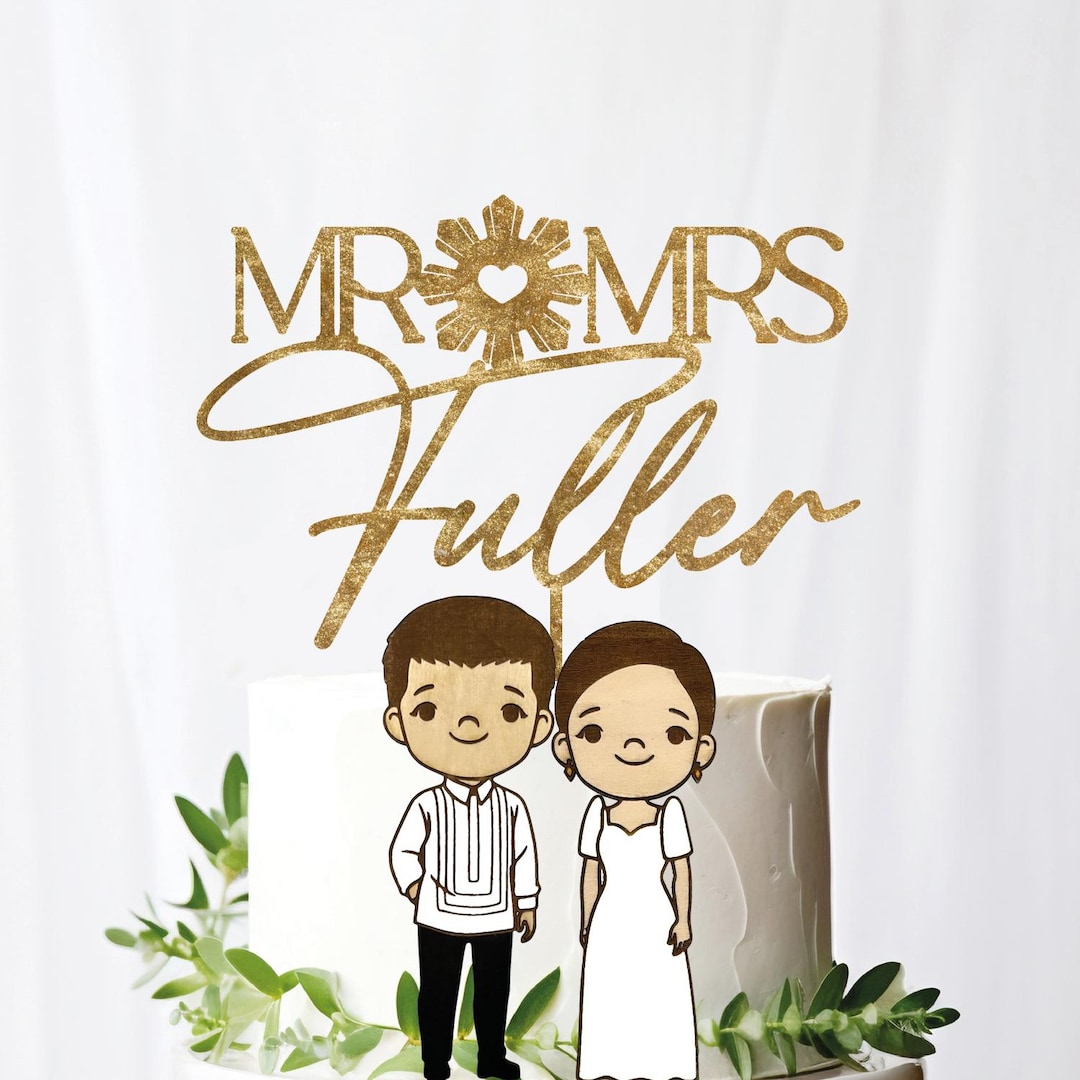 Personalized Mr. & Mrs. Philippine Filipino Sun Groom and Bride Wooden ...