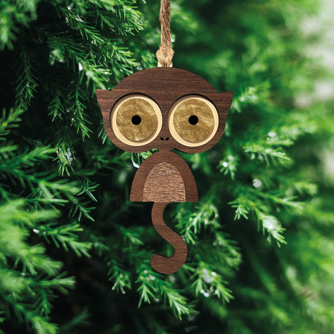 Philippine Bohol Tarsier Filipino Tiny Monkey Wooden Christmas Ornament ...