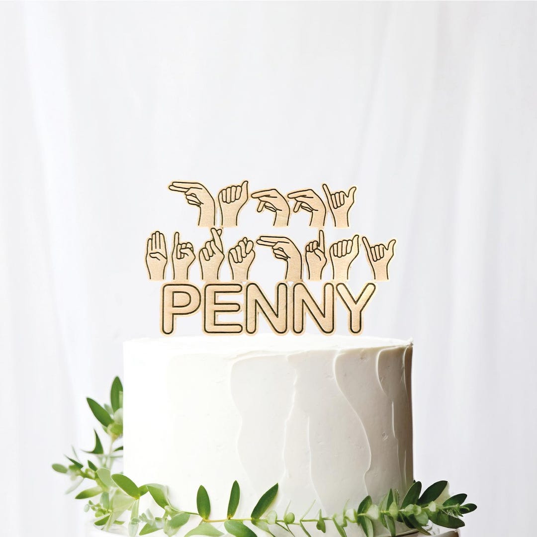 Personalized ASL Happy Birthday Sign Language Wooden Cake Topper - Etsy