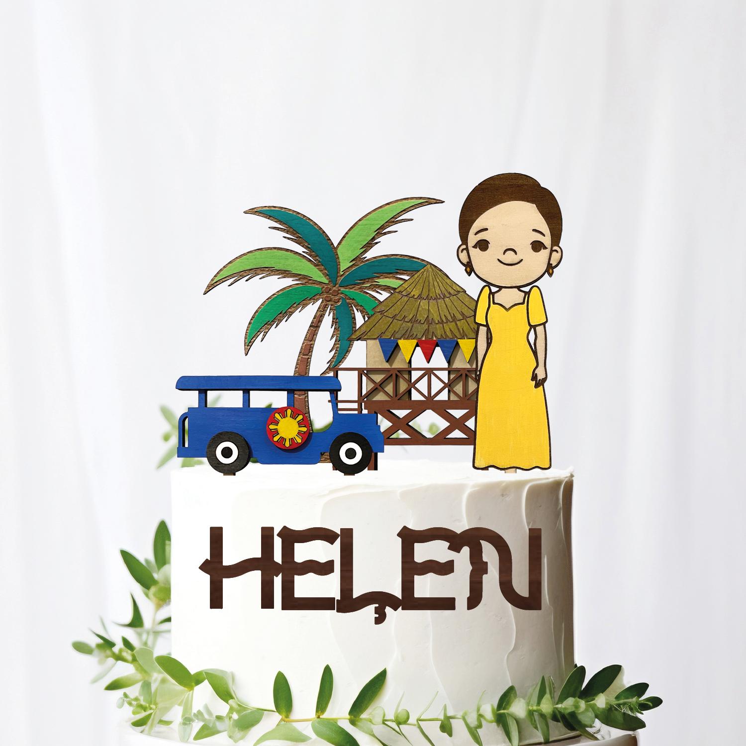 Set of 5 Personalized Filipino Fiesta Cake Toppers | Philippine Jeepney ...