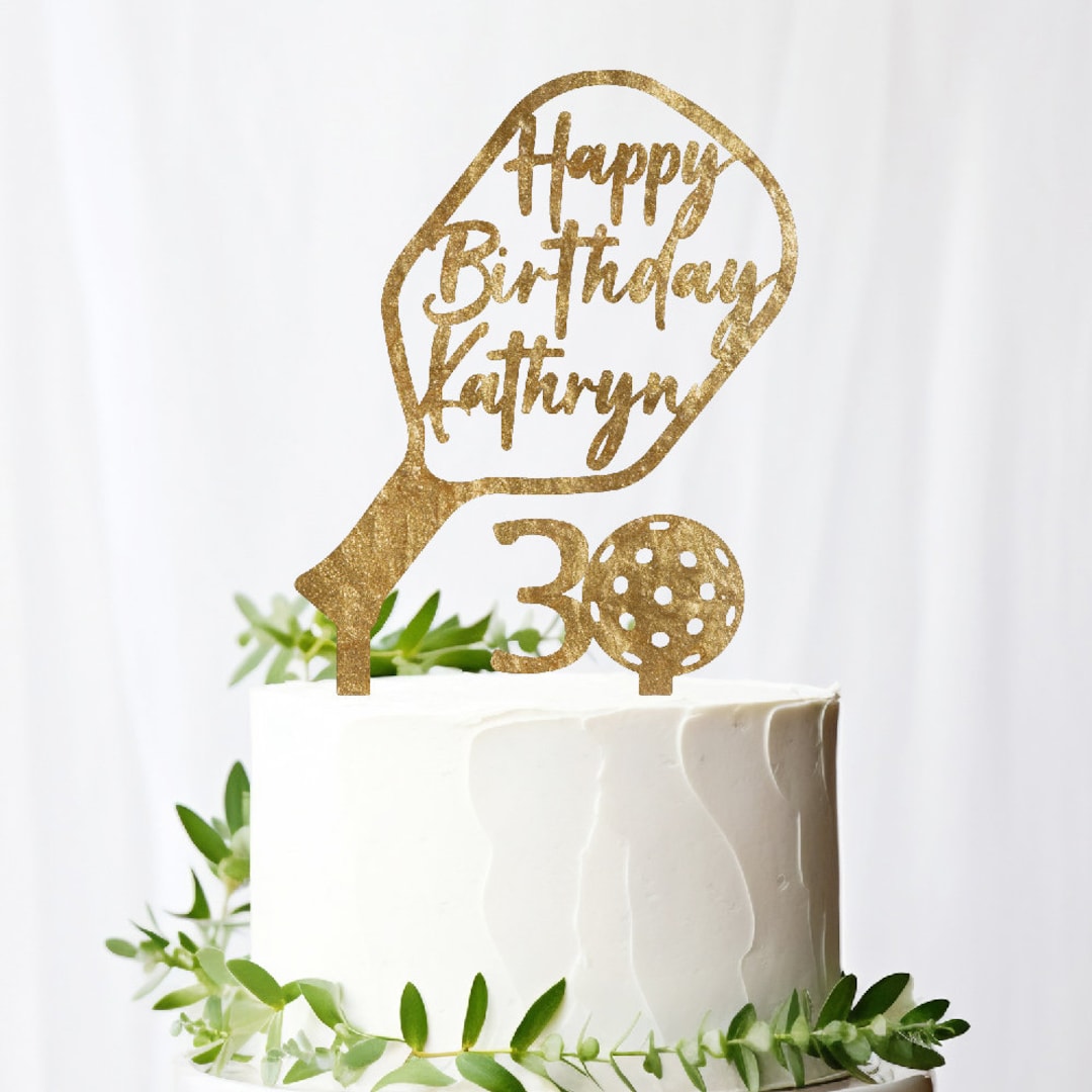 Personalized Happy Birthday Pickleball Wooden Cake Topper - Etsy