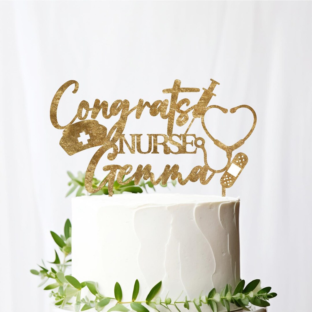 Personalized Nurse Congrats Wooden Cake Topper - Etsy