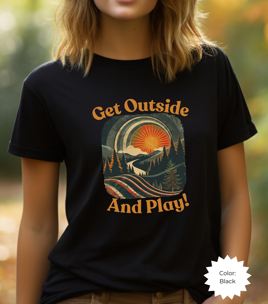 Nature Scene Get Outside and Play T-shirt, Outdoor Adventure Shirt ...