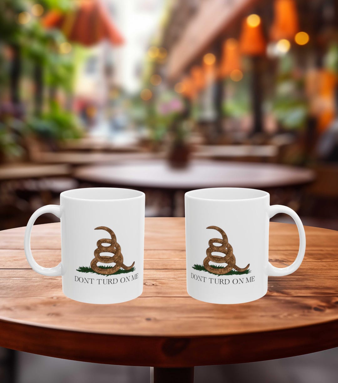 Funny Don't Turd on Me Coiled Poop Ceramic Mug, Gadsden Flag Style,11oz ...