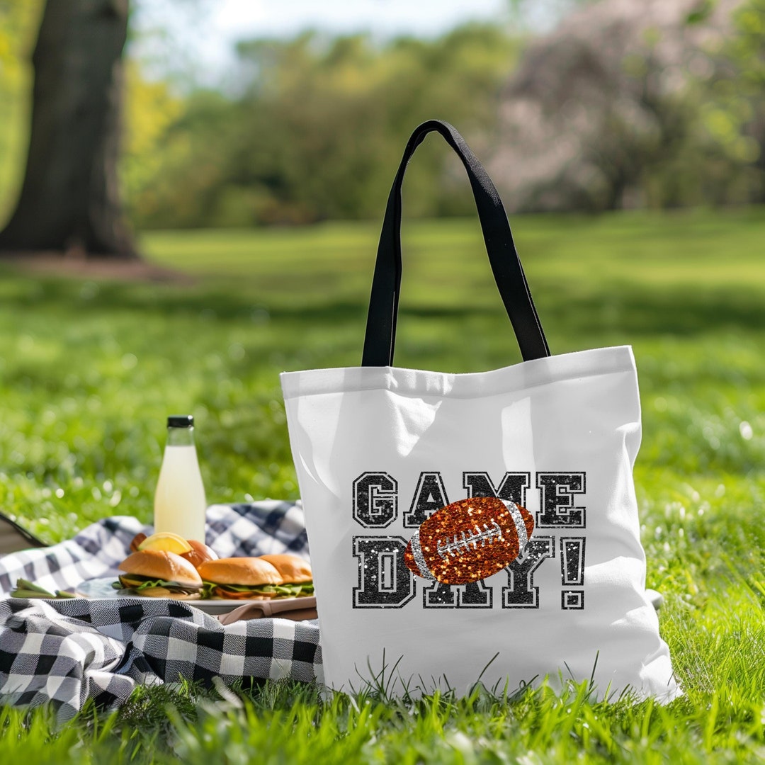 Football Game Day Tote Bag, Faux Sequin Glitter, Tailgating Purse, Team ...