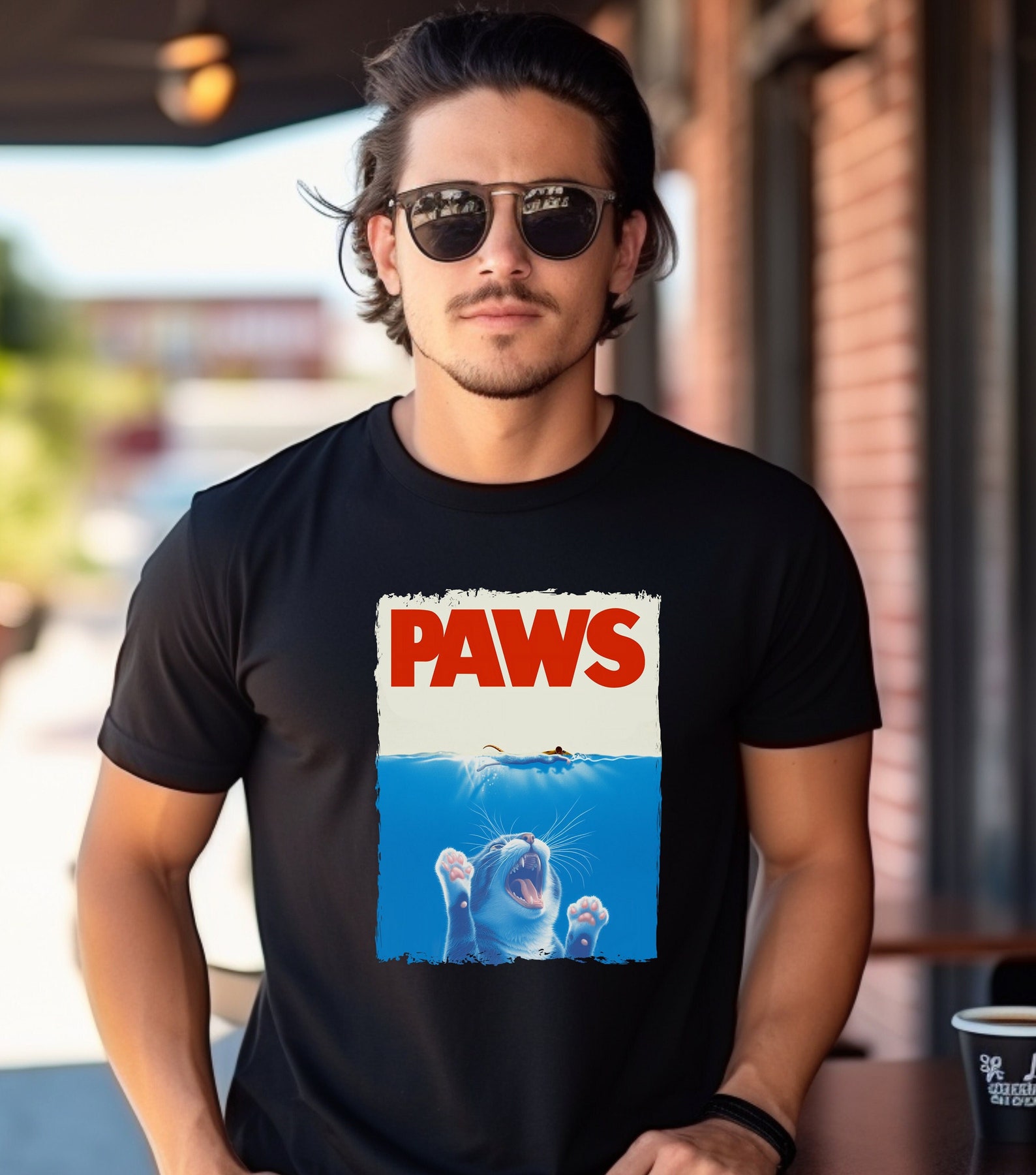 Cat Paws T-shirt, Jaws Movie Poster Parody, Funny Cat Lover Tee, Animal ...