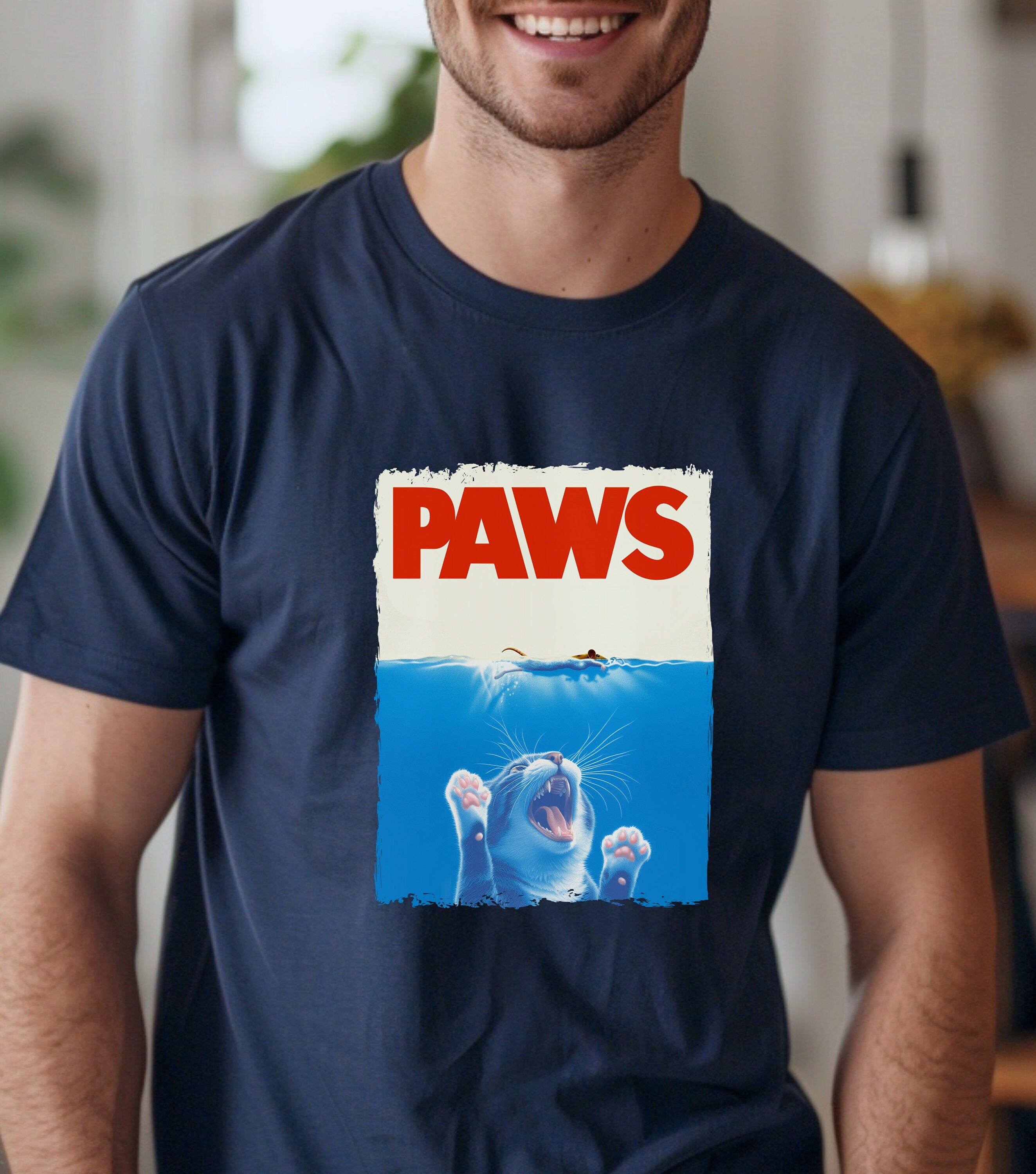 Cat Paws T-shirt, Jaws Movie Poster Parody, Funny Cat Lover Tee, Animal ...