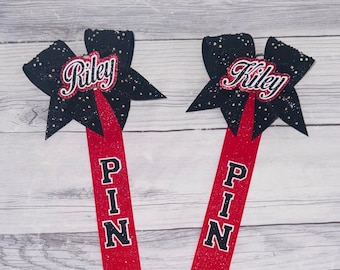 Pin Me Ribbon, Purple and Gold Pin Me Ribbons, Cheerleader Ribbons ...