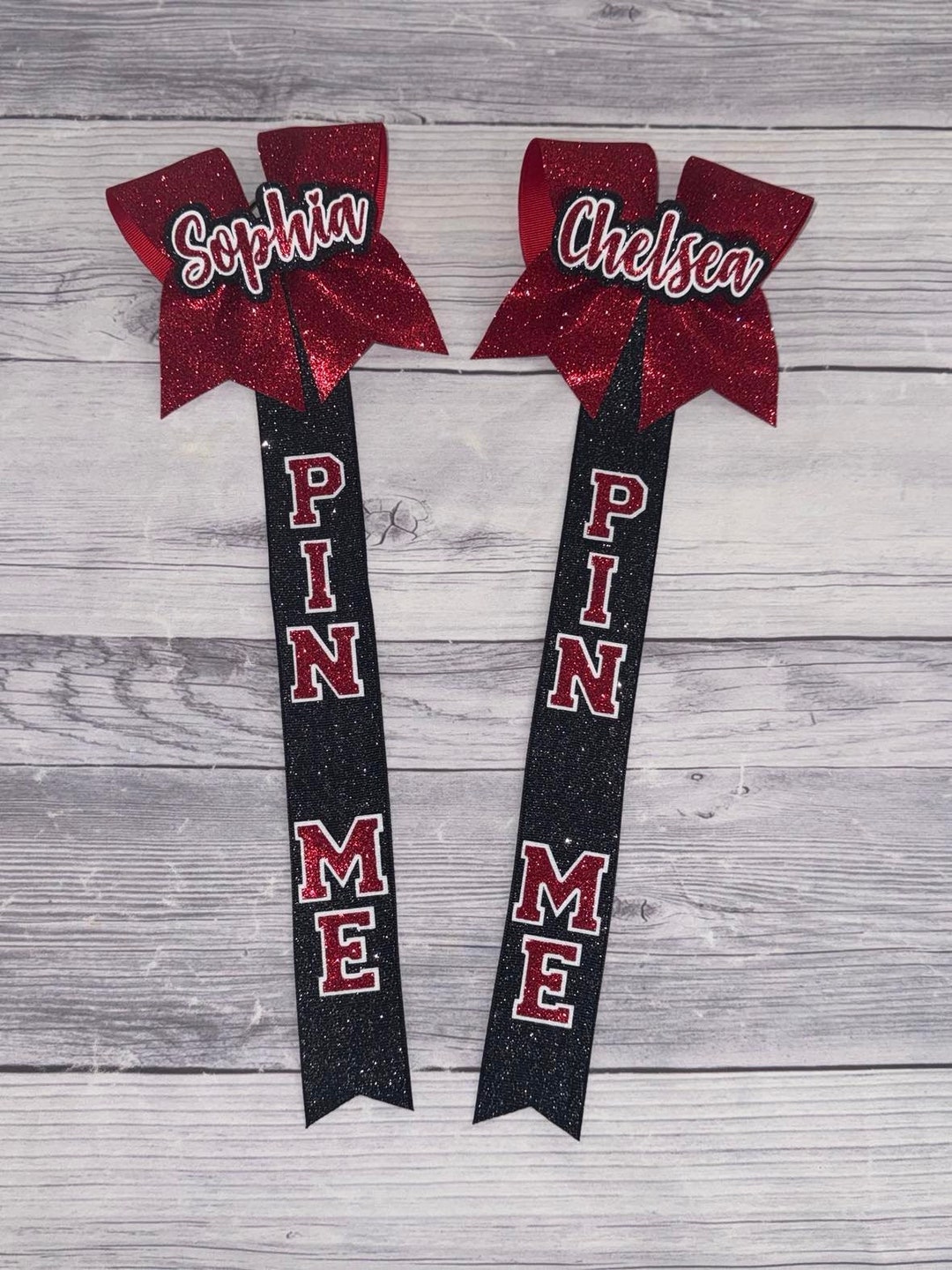 Red and Black Glitter Pin Me Ribbon - Etsy