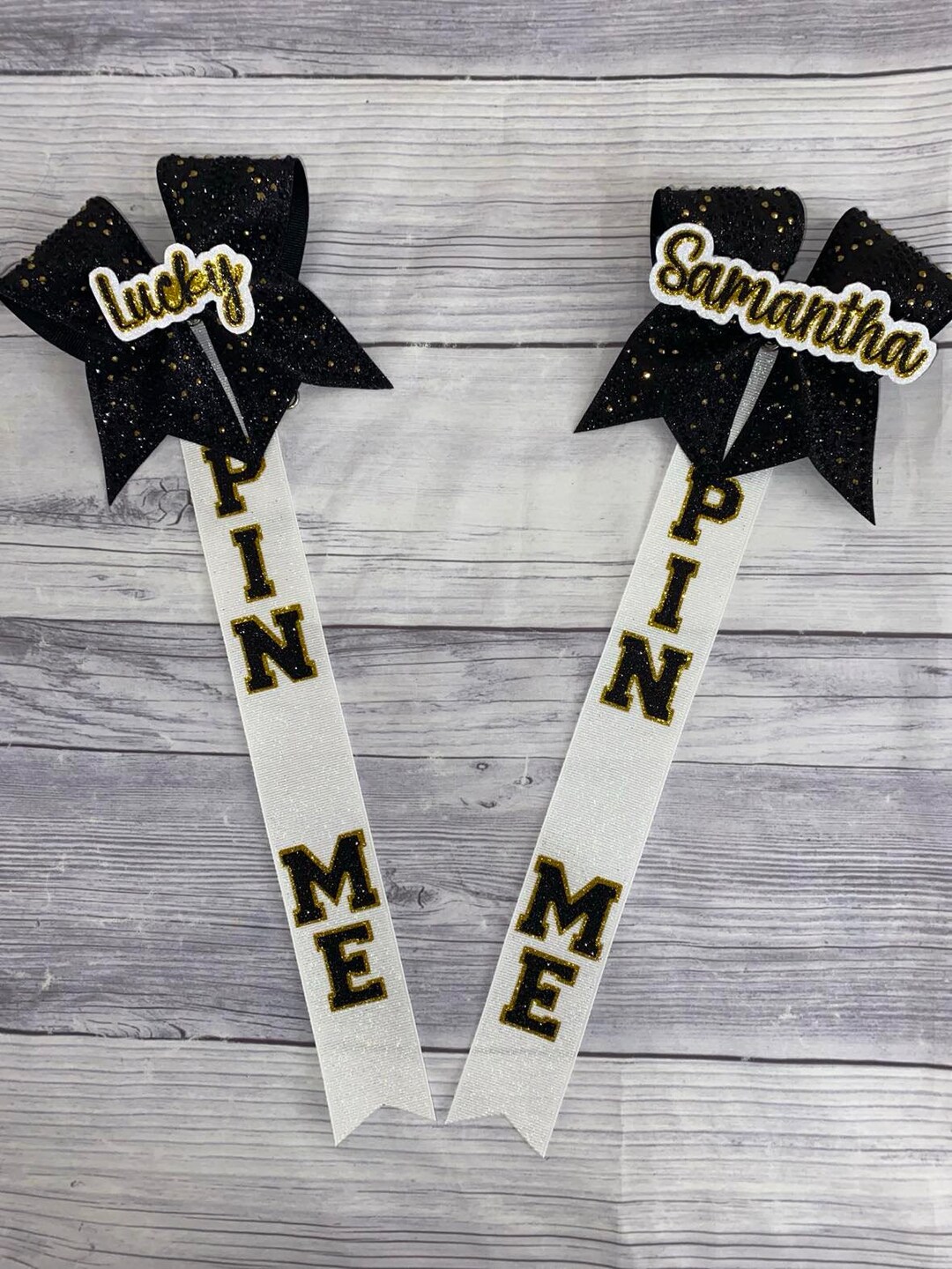 Black, White and Gold Rhinestone Pin Me Ribbon - Etsy