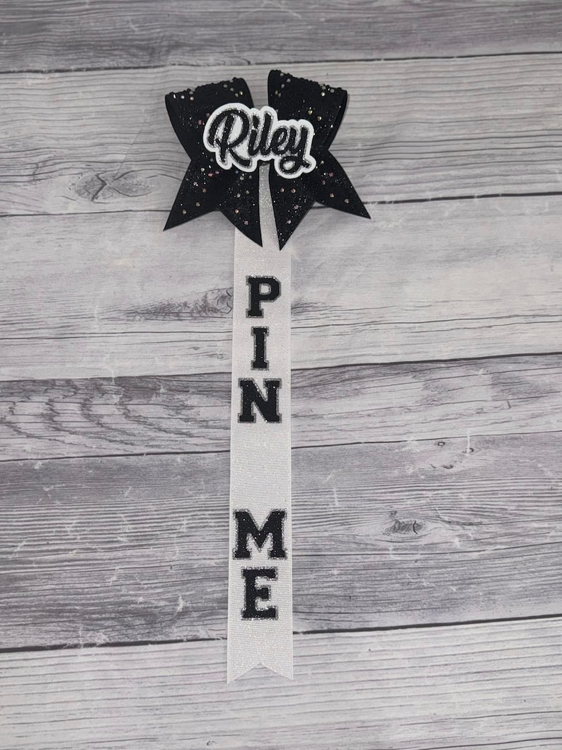 Black and White Rhinestone Pin Me Ribbon - Etsy