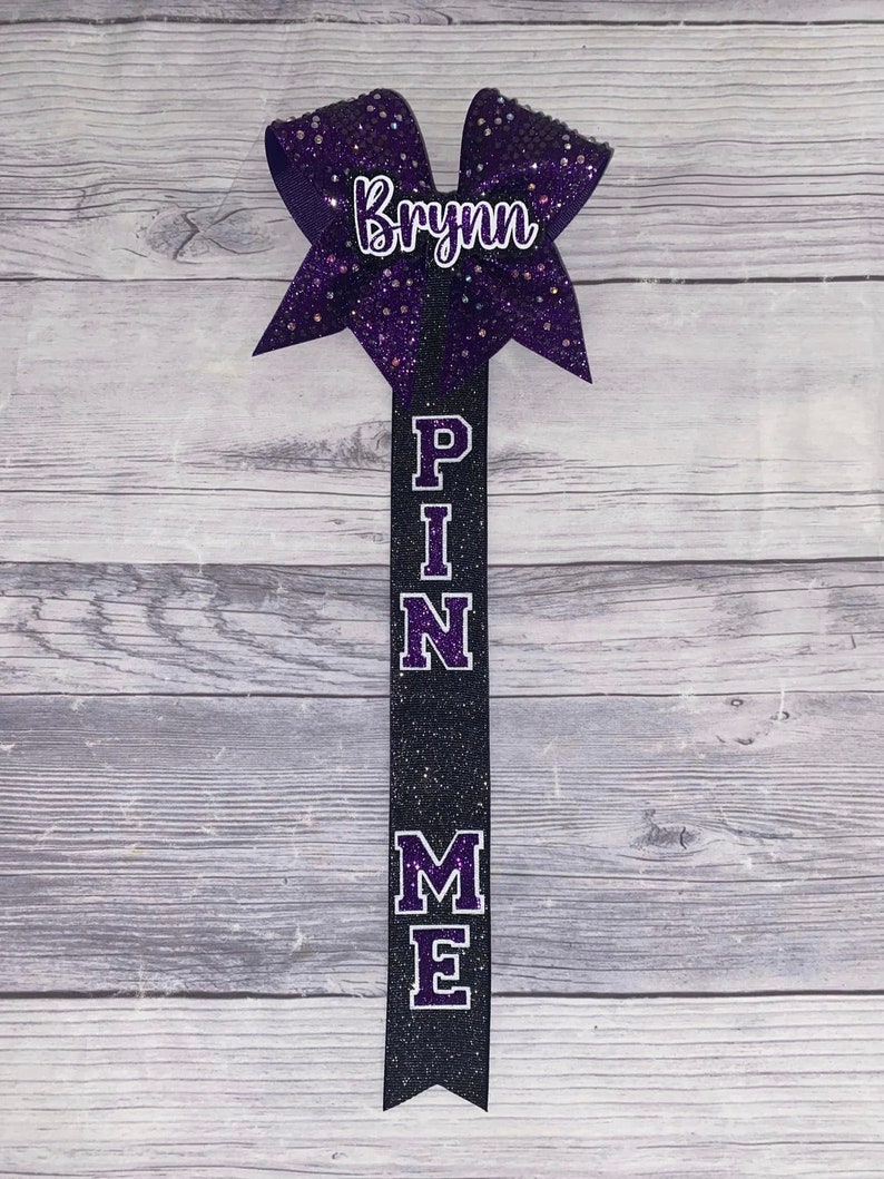 Purple Rhinestone Cheer Pin Me Ribbon - Etsy