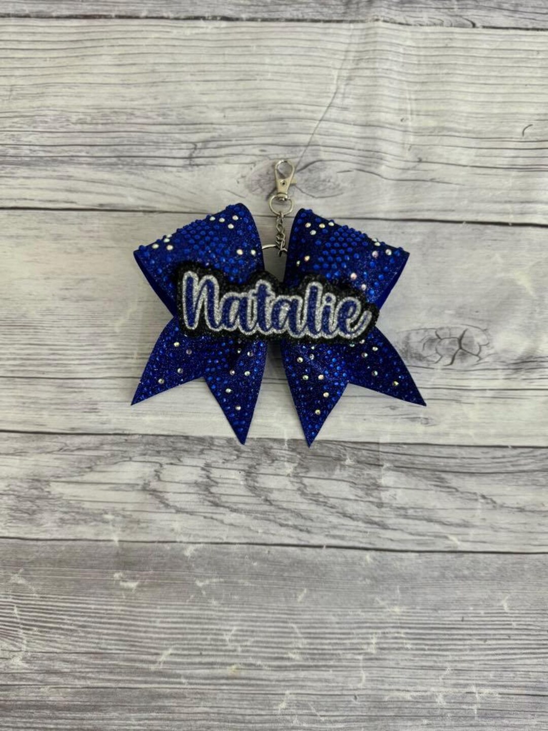 Royal Blue Rhinestone Mini Cheer Bow Keychain - Etsy