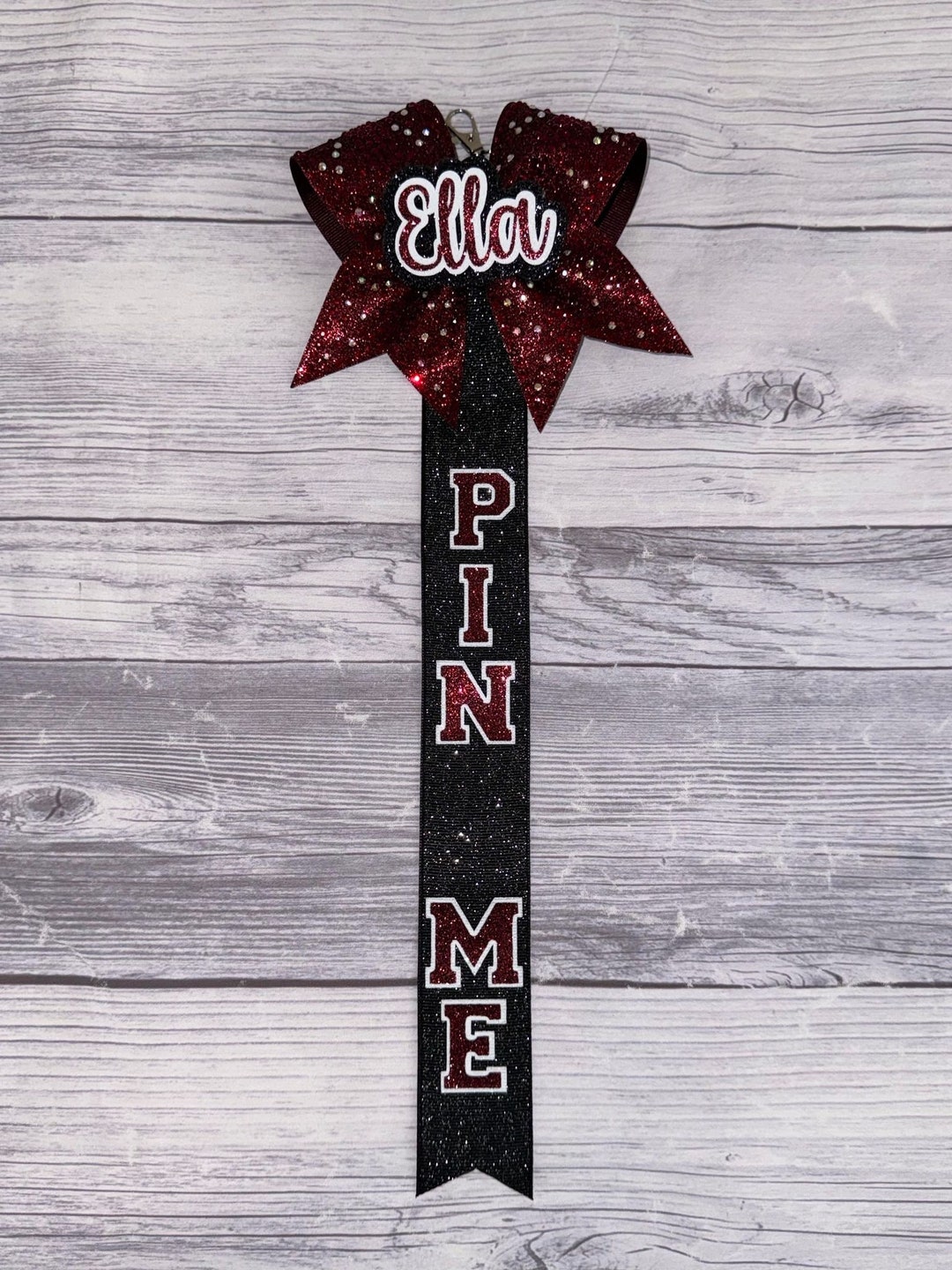 Maroon Rhinestone Cheer Pin Me Ribbon - Etsy
