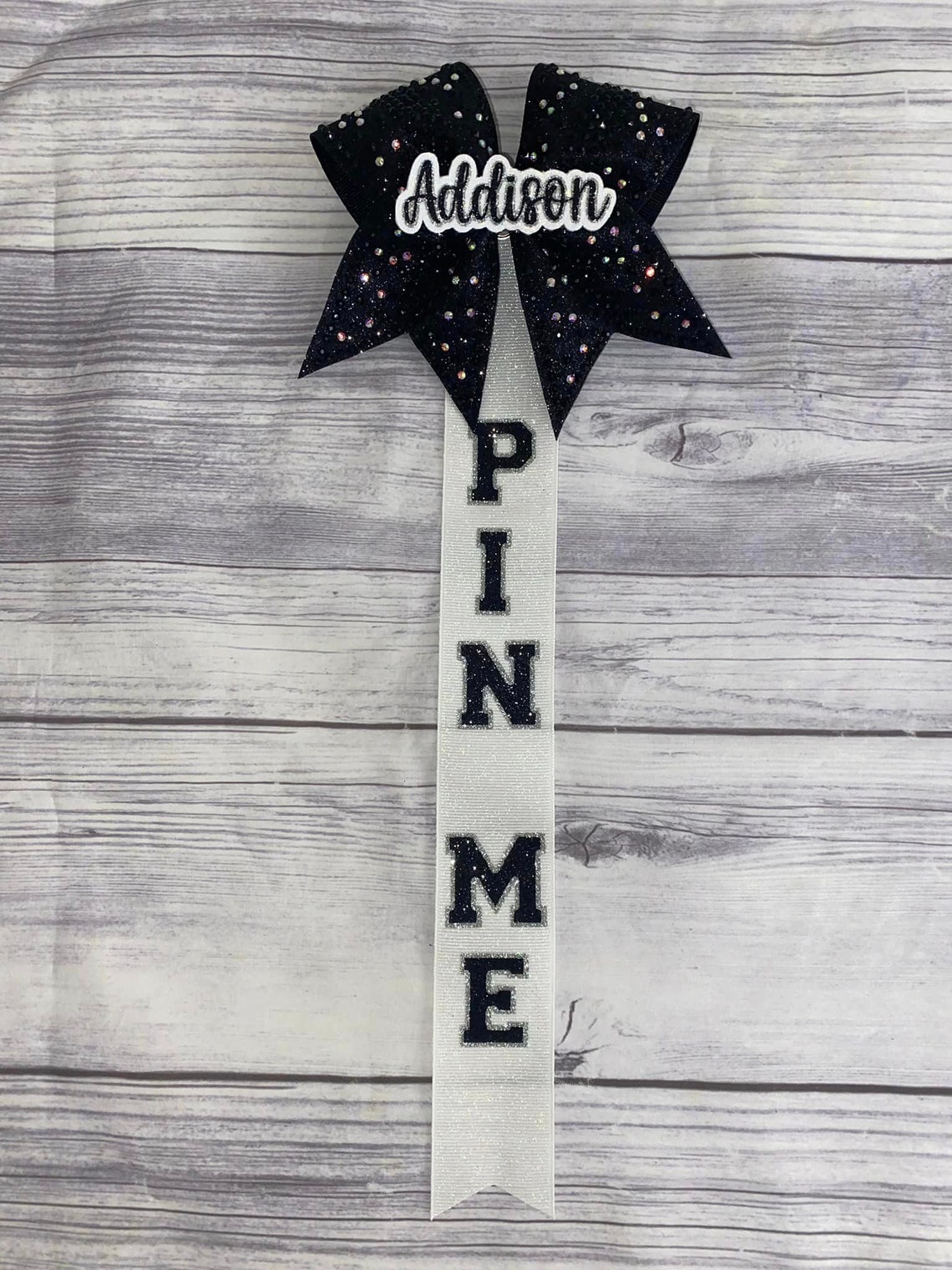 Black and White Rhinestone Pin Me Ribbon - Etsy