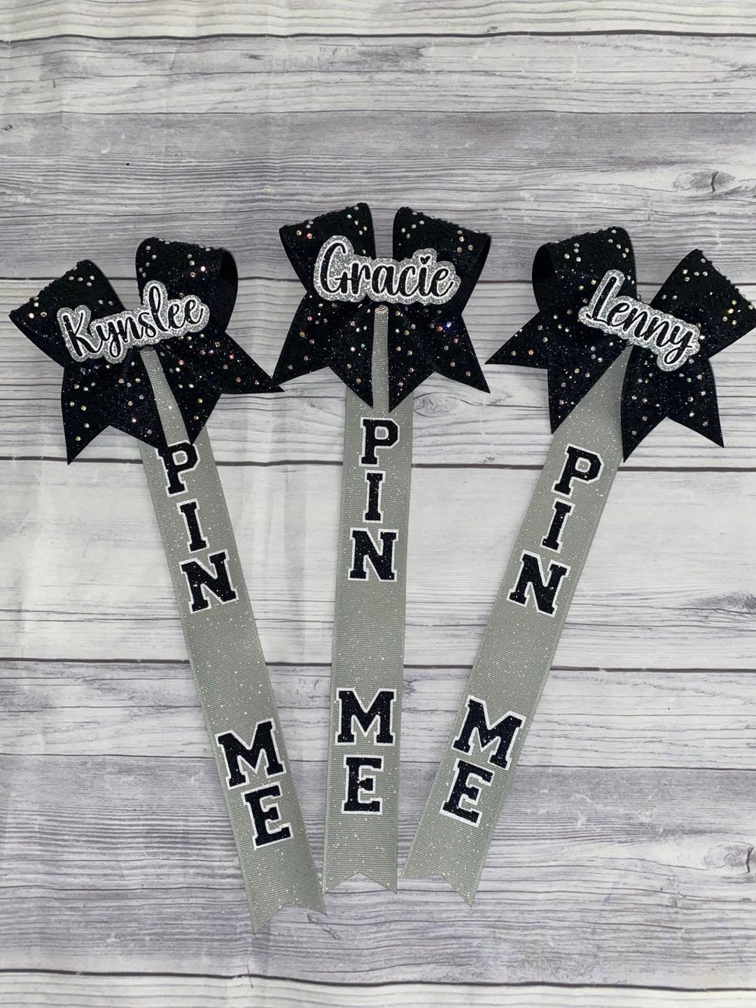 Black and Silver Rhinestone Pin Me Ribbon - Etsy