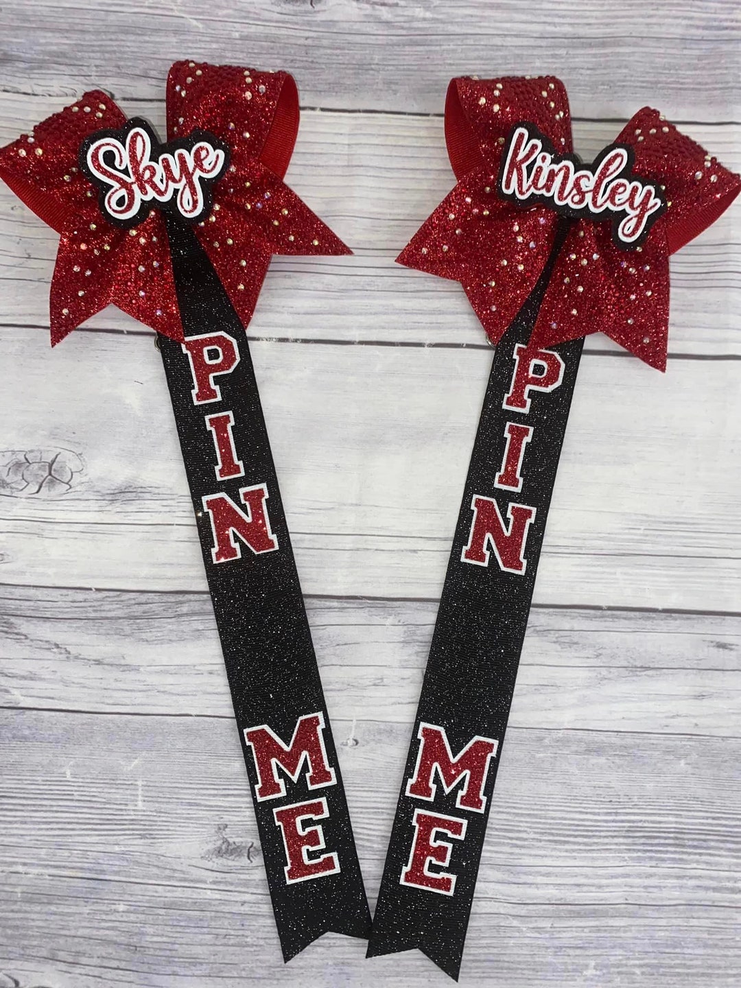 Red Rhinestone Cheer Pin Me Ribbon - Etsy
