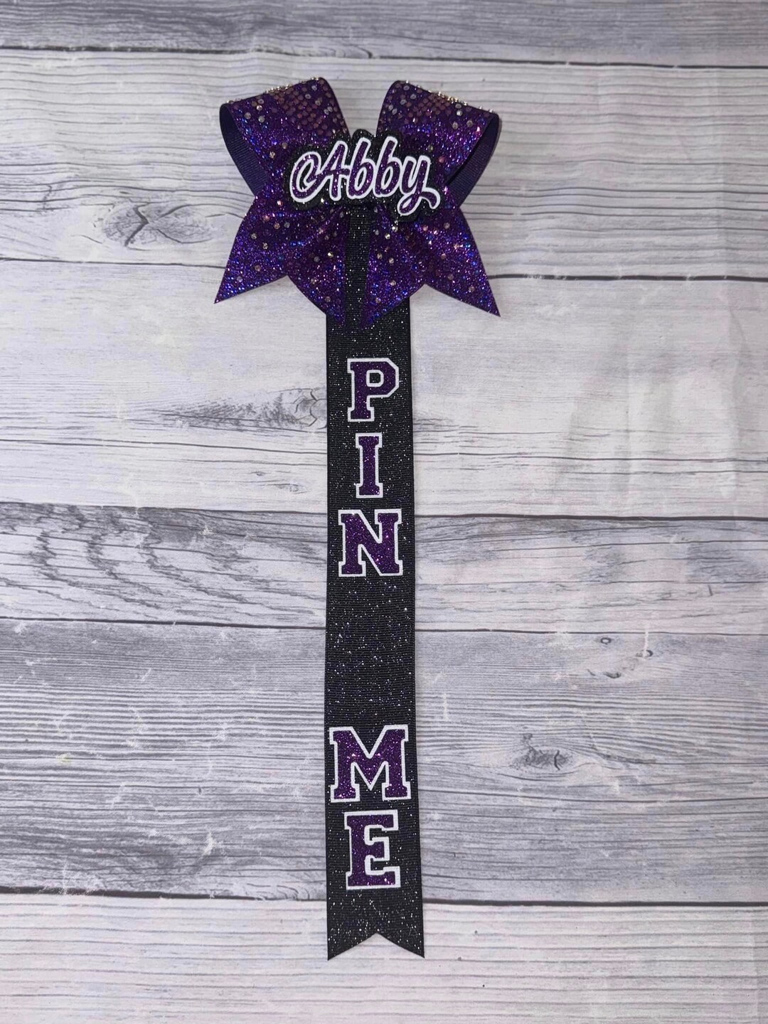 Purple Rhinestone Cheer Pin Me Ribbon - Etsy