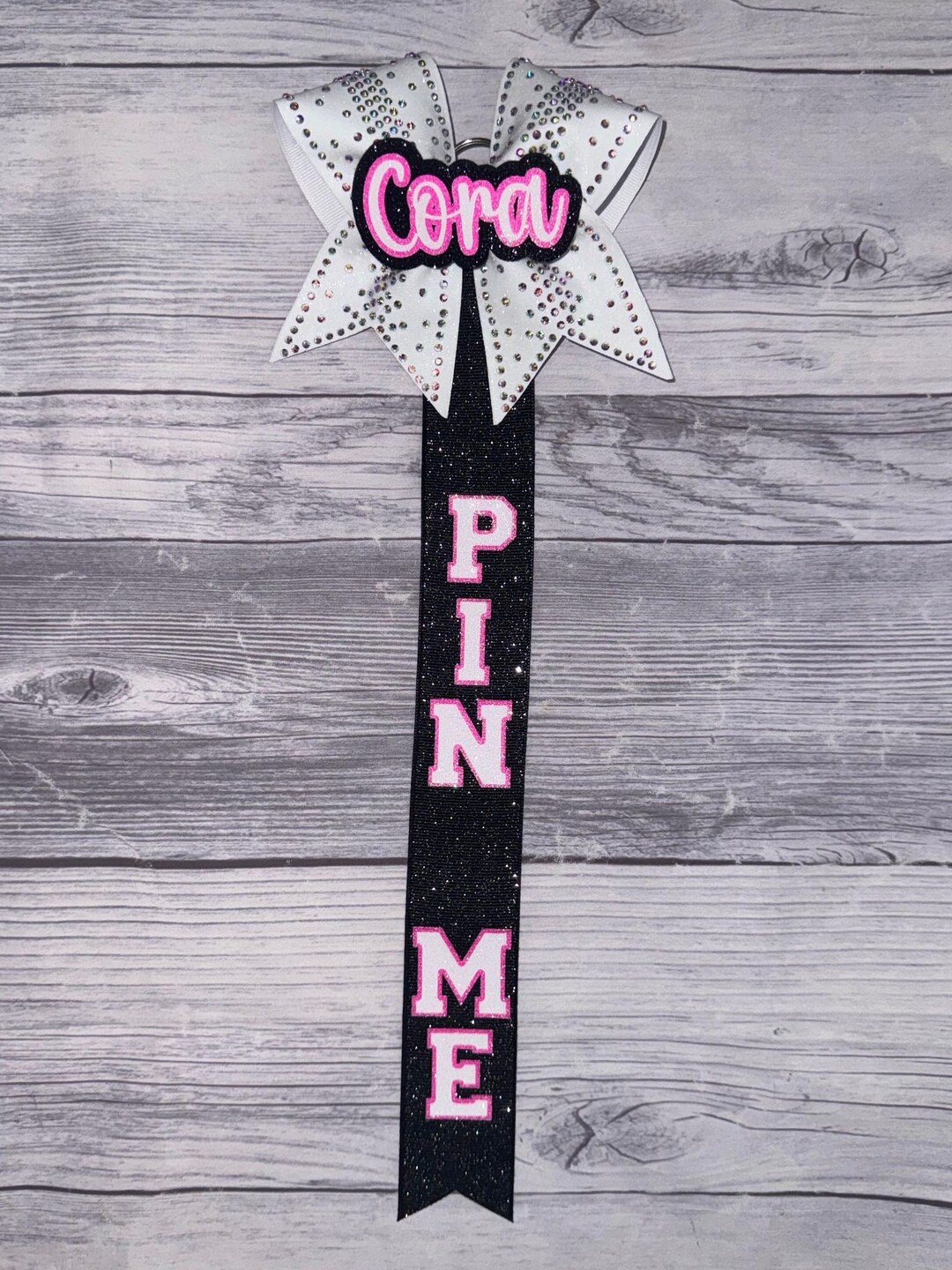 White Rhinestone Cheer Pin Me Ribbon - Etsy