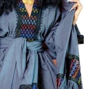 Lakomelza Tilfs • Ethiopian Wollo Amhara Raya Fabric Blue Sindid Tilf ...