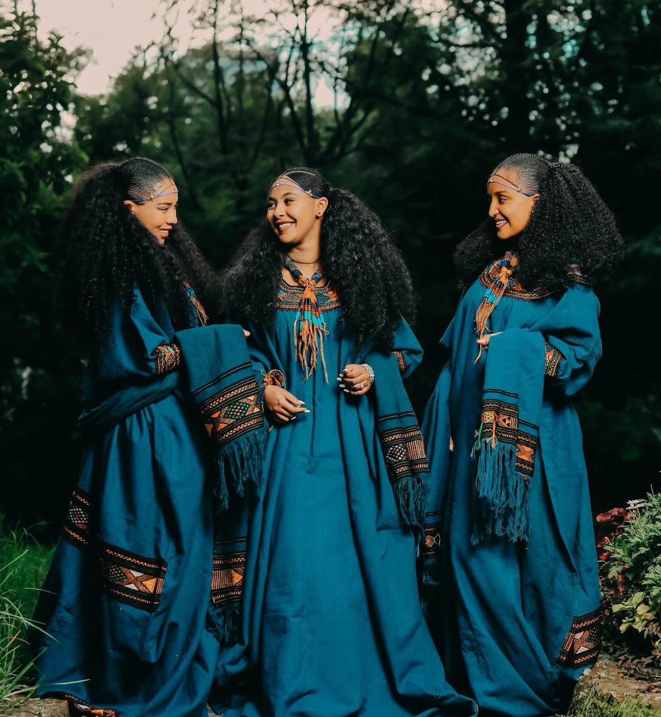 Ethiopian Raya Wollo Traditional Dark Blue Fabric Embroidery Habesha ...