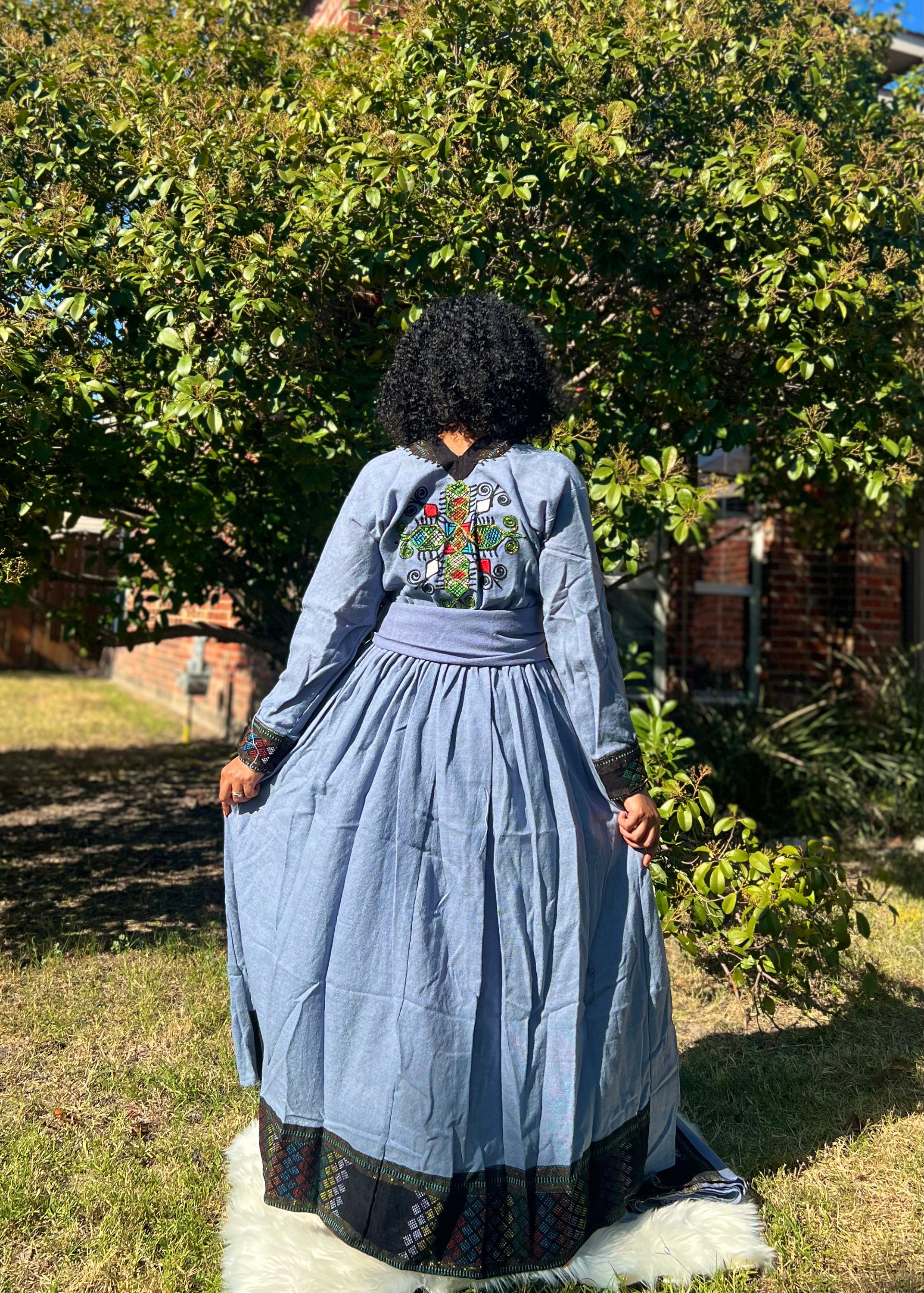 Lakomelza Tilfs • Ethiopian Wollo Amhara Raya Fabric Blue Sindid Tilf ...