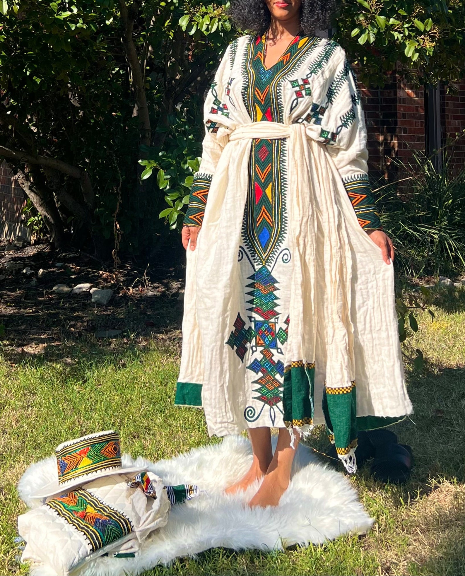 Gondar Fetil Collection • Ethiopian Gondar Amhara Embroidery White ...