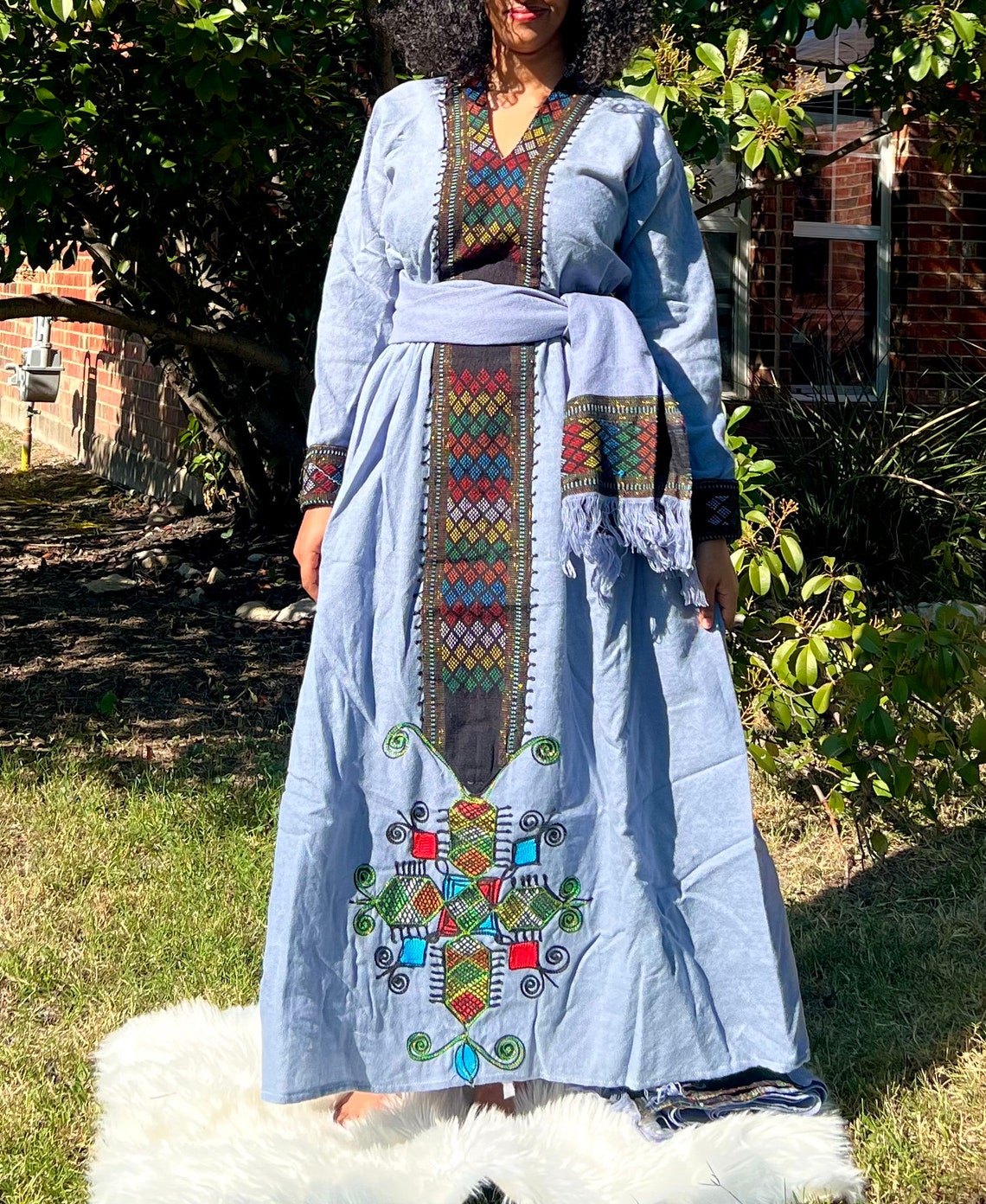 Lakomelza Tilfs • Ethiopian Wollo Amhara Raya Fabric Blue Sindid Tilf ...