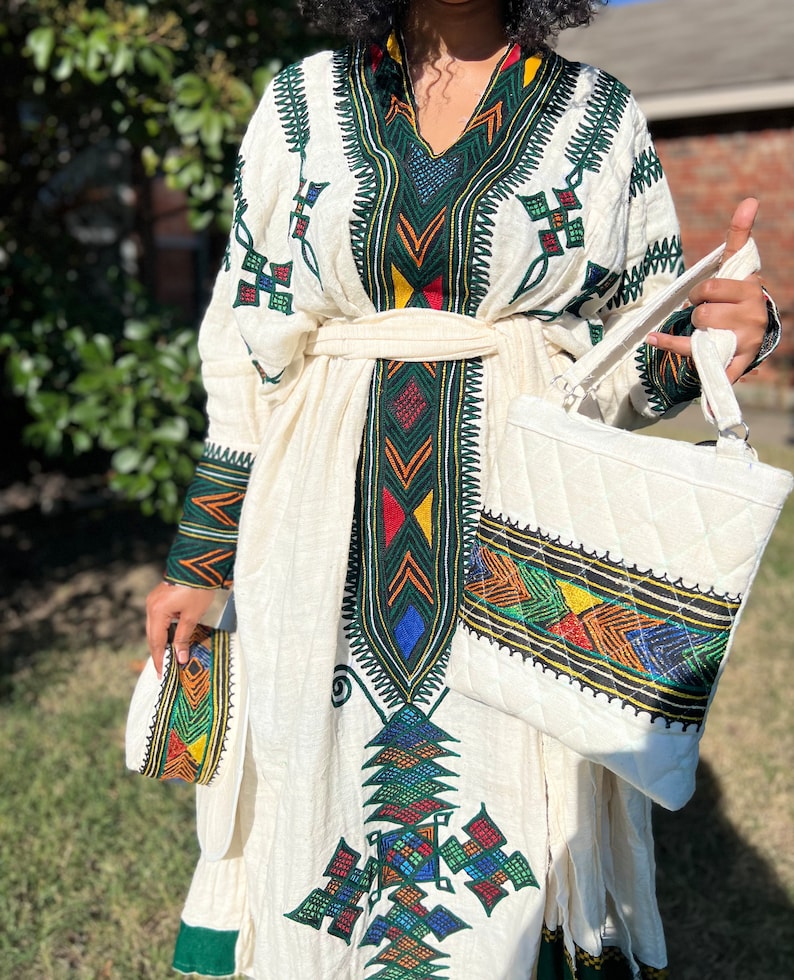 Gondar Fetil Collection • Ethiopian Gondar Amhara Embroidery White ...